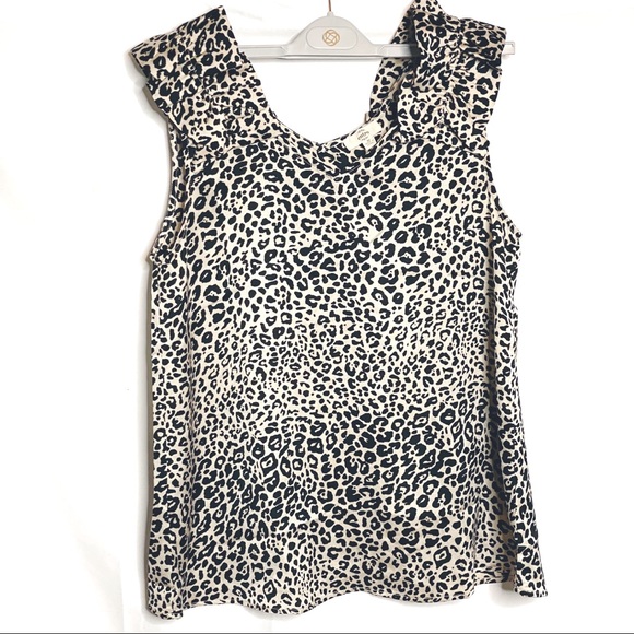 entro | Tops | Entro Leopard Print Blouse With Ruffle Sleeve Size M ...